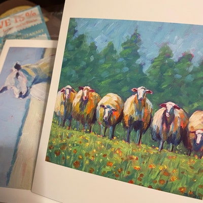 Sheep Greeting Card Set, Whimsical Note Cards Set, Sheep Cards, Sheep ...