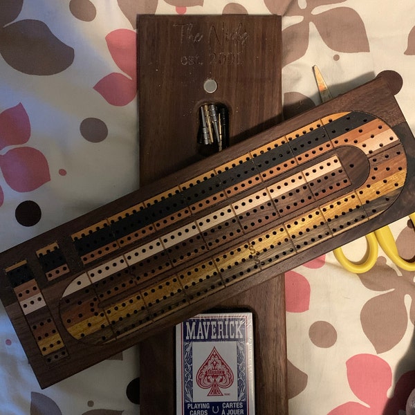 Lined Walnut Crib Board | Cribbage Board |skunk Lines |card and Peg ...