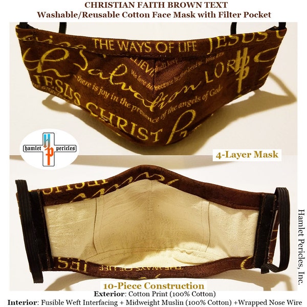 Religious Christian Fabric by the Yard, Brown Gold Faith Bible ...
