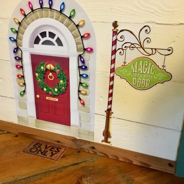 Christmas Elf Door Decal - Elf Prop Wall Decal Set - Reusable - Fairy ...