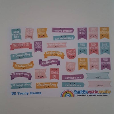 28 Cute UK Yearly Events/holidays/calendar/bank Holidays Planner ...
