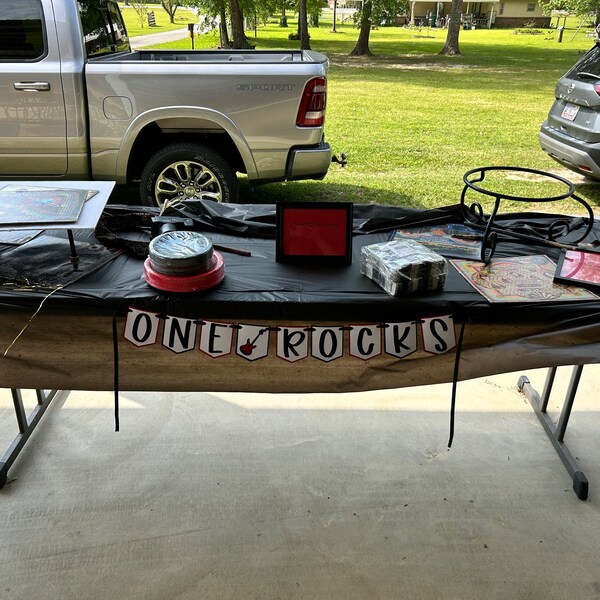 One Rocks Banner / Guitar Happy Birthday Banner / Rock Party / Rock N ...