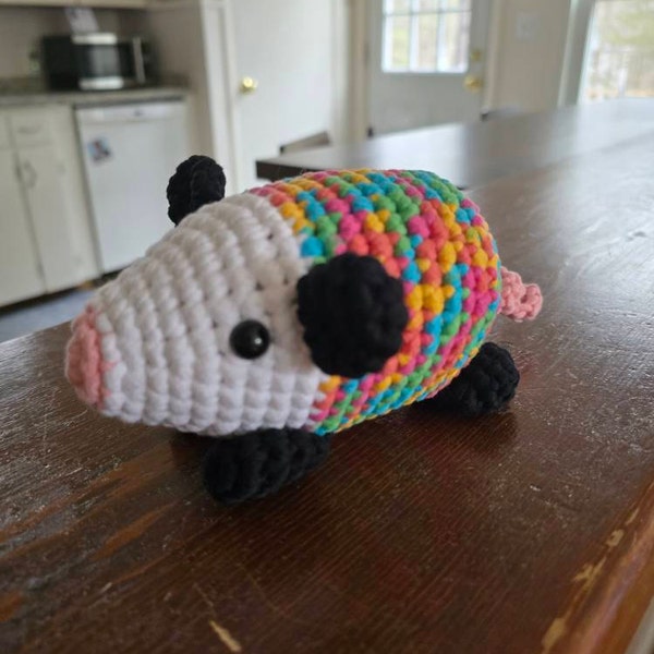 Crochet Possum Pattern NO SEW Opossum Laying Down Sploot Regular Size ...