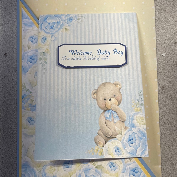 Teddy Bear Digital Paper Set, Us Paper Size, Baby Shower Boy Digital ...