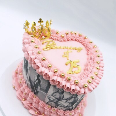 Acrylic Cake Topper for Vintage Heart Cake Heart Shaped Cake Topper ...