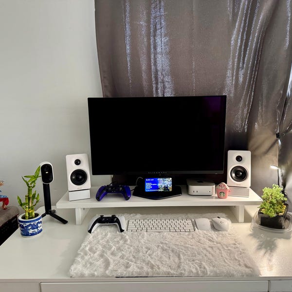 White Monitor Stand - Monitor Riser - Desk Shelf - Desk Shelf - White ...