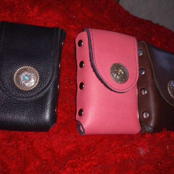 Black Leather Cigarette Case With Western Style Turquoise Concho - Etsy