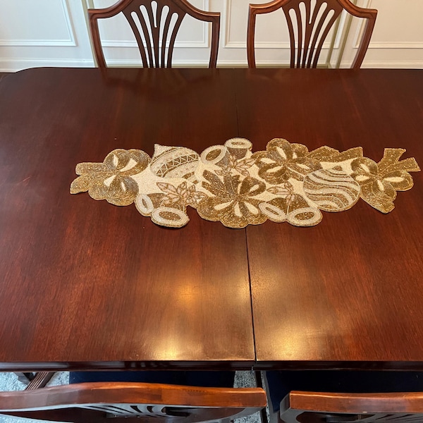 Handmade Table Runner, Maple Leaf Bead Runner, 13x36inch, Multicolour ...