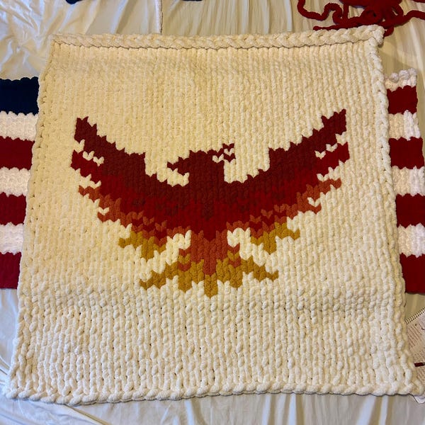 Phoenix Bird - Finger Knitting / Chunky Knit Blanket Pattern - Etsy