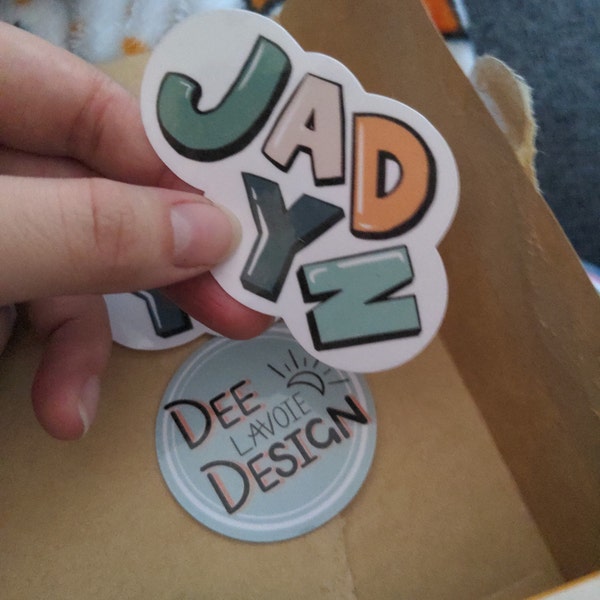 Custom Name Sticker: Colorful Funky Pastel Personalized Stickers of ...