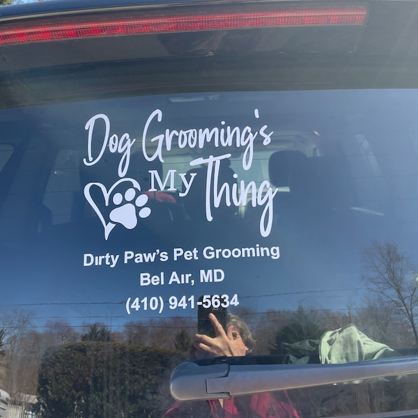 Dog Grooming's My Thing Personalized Decal | Dog Groomer Window Decal ...