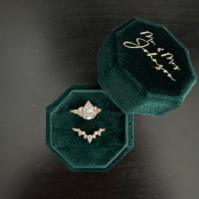 Triple Slot Octagon Velvet Ring Box Custom Wedding Ring Box Engagement ...