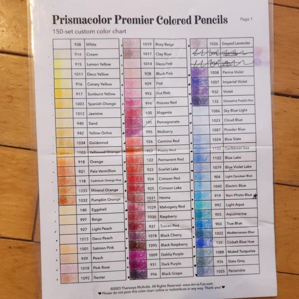 Prismacolor Premier 24-ct. Portrait Printable Swatch Chart, Fillable ...