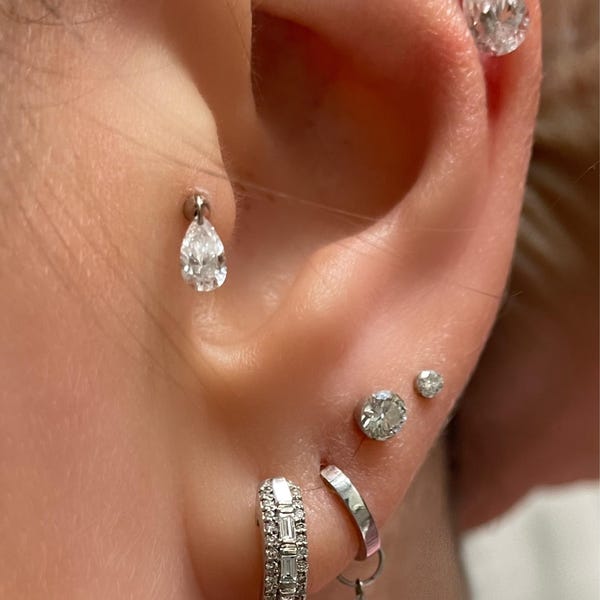 14K Gold Crossing Line Conch Ring ,double Conch Hinged Hoop, Infinity ...