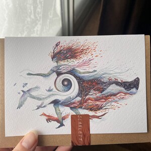 Winged One Small Lino Print Wild Woman Bird Woman A6 Print Linocut - Etsy