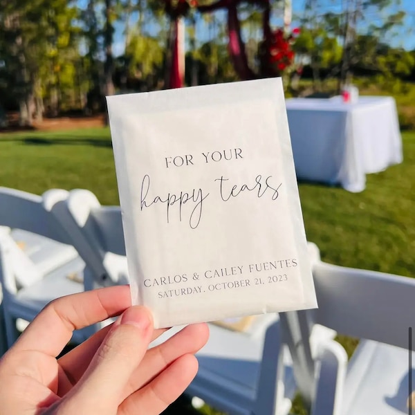 Happy Tears Wedding Tissues Packets 100% Biodegradable Glassine - Empty ...