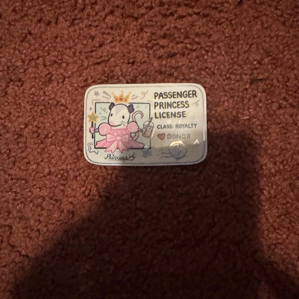 Passenger Princess License Holographic Waterproof Sticker Cute Opossum ...