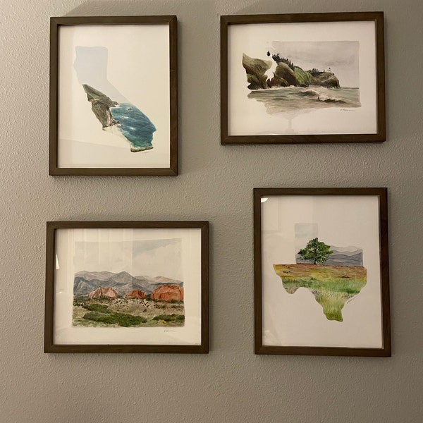 Bundle Watercolor State Art Print - Painted State Art - United States ...