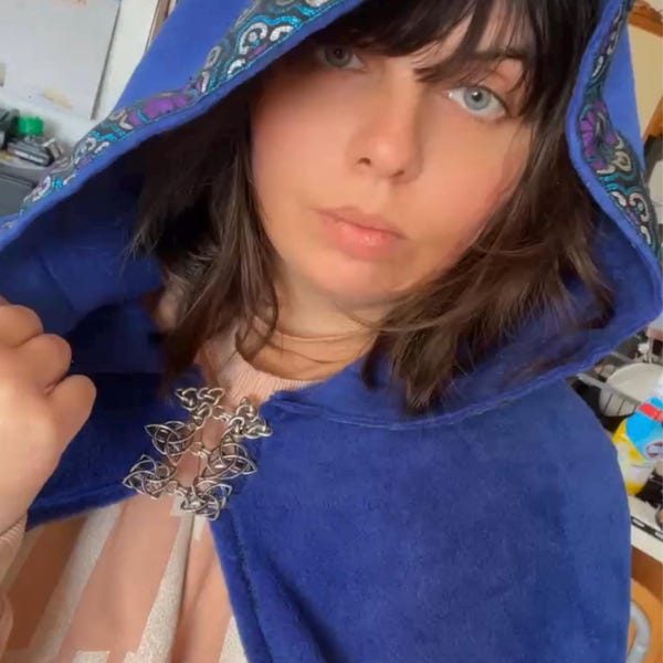 Goddess Cloak Blodeuwedd With Hood and Green/golden Trimming, Pagan ...