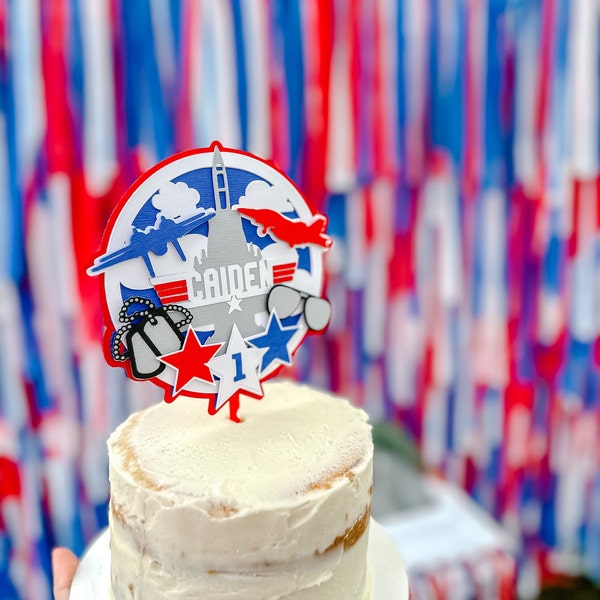 Round Fighter Jet Cake Topper - Etsy