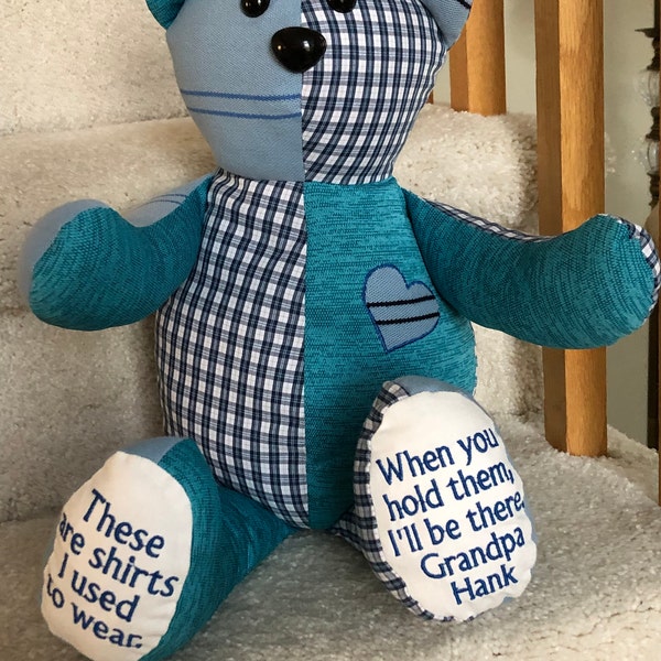 Memory Bear, Remembrance Bear, Custom Keepsake Bear, Memorial Bear ...