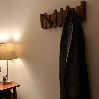 2 Tier Walnut Beech Wood Wall Rack Natural Beech Wood Wall - Etsy
