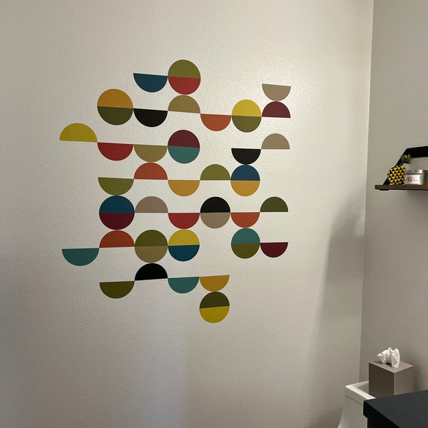 Mid Century Modern Semi Circle Wall Decals, Matte Fabric Removable and ...