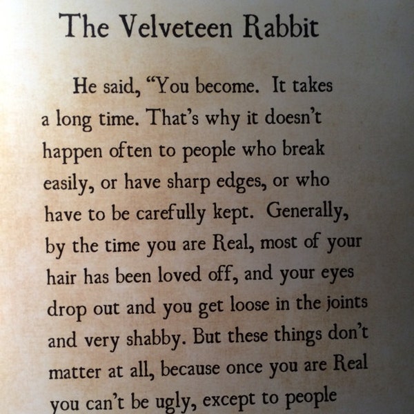 Velveteen Rabbit Quote Margery Williams, Literary Print, Love ...