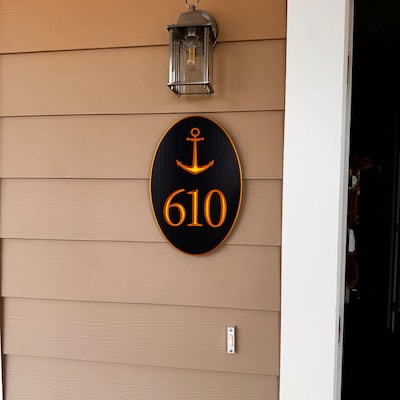 Carved Nautical Address Plaque, Engraved House Number Sign With Anchor ...