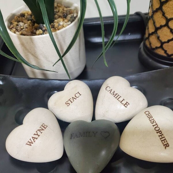 Natural Hand-carved Heart Stone Paper Weight - Wedding Favors ...