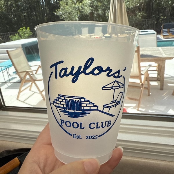 Family House Pool Cups, Swimming Party Frosted Cups, Summer Party ...