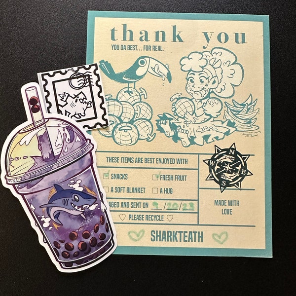 Boba Tea Shark Sticker Set - Etsy UK