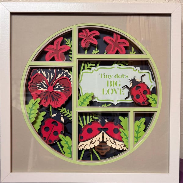 3D SVG Love Bugs Shadow Box, Layered Ladybug 3D Svg, Pansy 3D SVG ...