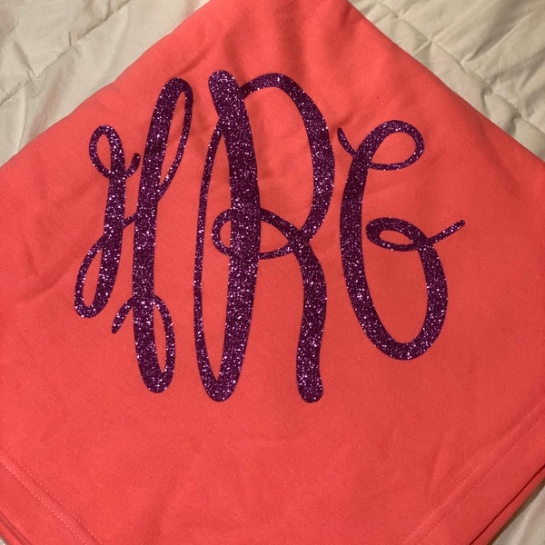 Monogram Blanket ~ Monogrammed Fleece Throw ~ Gift for Her ~ Gift Under ...