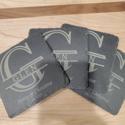 Custom Monogrammed Slate Coasters Set of 4 - Etsy