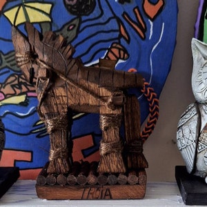 Wooden Vintage Troia Horse, Troy Horse Figurine, Trojan Horse, Ancient ...