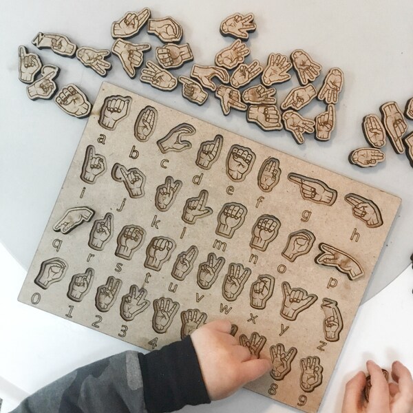 ASL American Sign Language Wood Puzzle SVG Glowforge Ready Digital File ...
