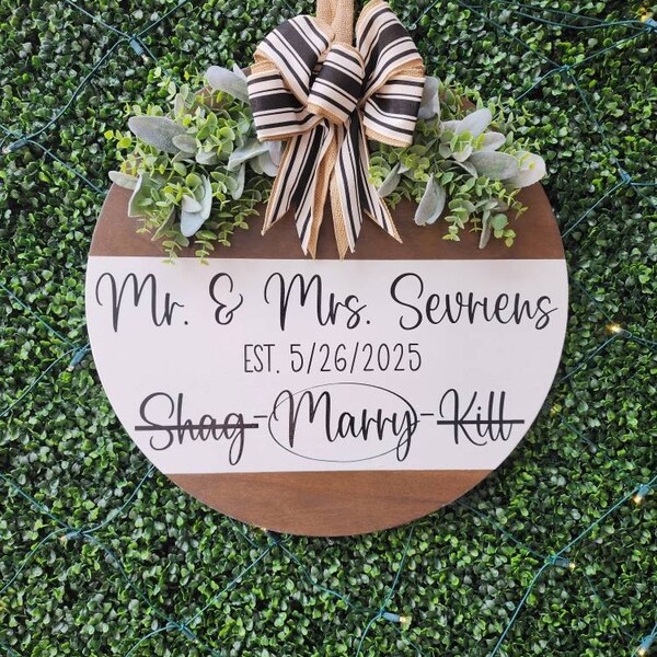 Front Door Decor | Last Name/initial | Welcome Sign | Year Round Wreath ...