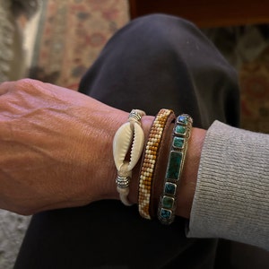 WBC-52 Handmade Beaded Leather Cuff Bracelet - Etsy