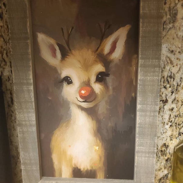 Rudolph [framed Print] Cute Reindeer Decor | Whimsical Christmas ...