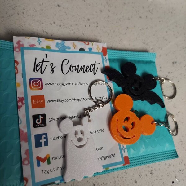 Mickey Halloween Themed Keychains Bat Pumpkin Ghost - Etsy