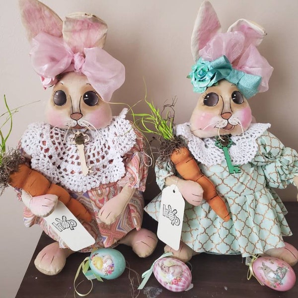 Primitive Bunny E-pattern, Spring Doll Pattern, Easter, Rabbit Pattern ...