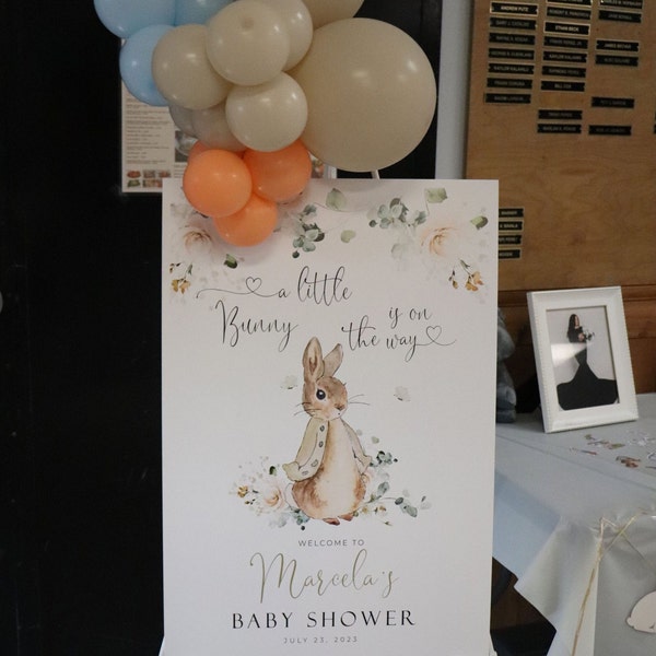 Peter Rabbit Gender Neutral Baby Shower Welcome Sign, Editable Baby ...