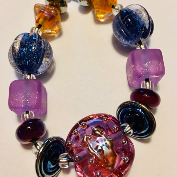 10 Triton Ivory Spiral Belles Handmade Lampwork Beads Metallic Blue ...