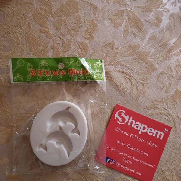 DOLPHIN DUO MOLD, Silicone Fondant Mold, Beach Theme Mold, Ocean Mold ...