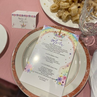Rainbow Unicorn MENU Instant Download Baby Shower Menu Editable Rainbow ...