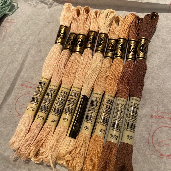 9x SKIN Colors DMC Flosses, Dmc Threads, DMC Kit,dmc Set of Colors, Dmc ...