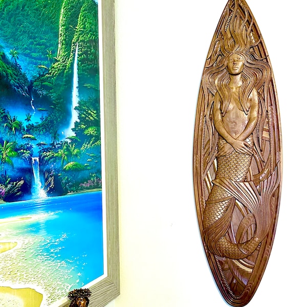 Surfboard Wood Wall Decor diamond Head Breaker Large Hawaiian Wood ...