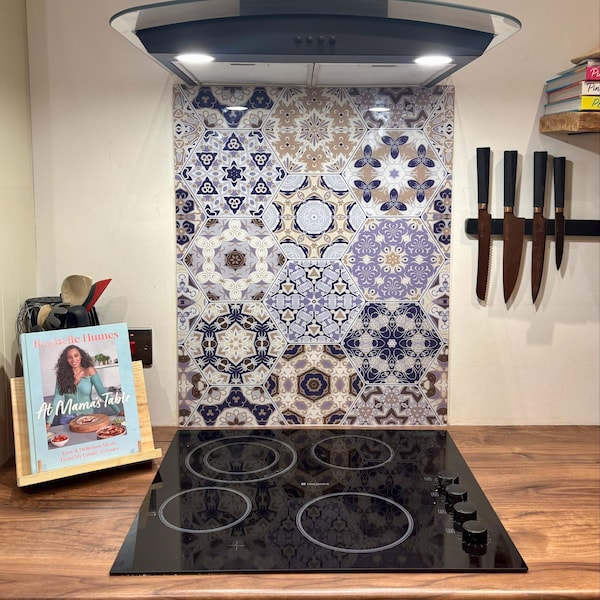 Kitchen Glass Splashback Toughened and Heat Resistant Tile Cooker Panel ...