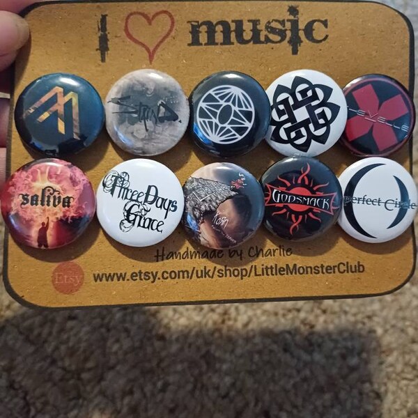 BAND LOGO Pins Rock Punk Metal Pop Music Pins Any Band Choose Your Own ...